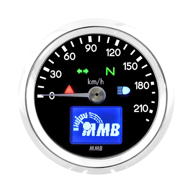 583852 - MMB 48mm electronic speedometer Basic 220kmh chrome - www ...