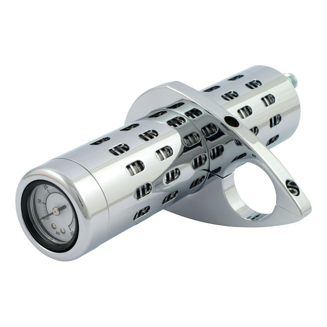 905418 - Billet oil cooler, with oil pressure gauge. Chrome - www ...