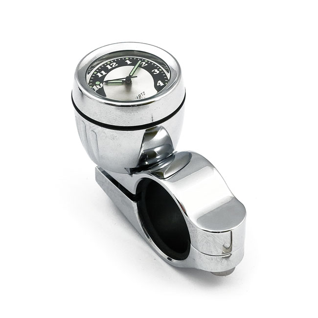915429 - HANDLEBAR MOUNTED CLOCK, CHROME - www.motorcyclestorehouse.com