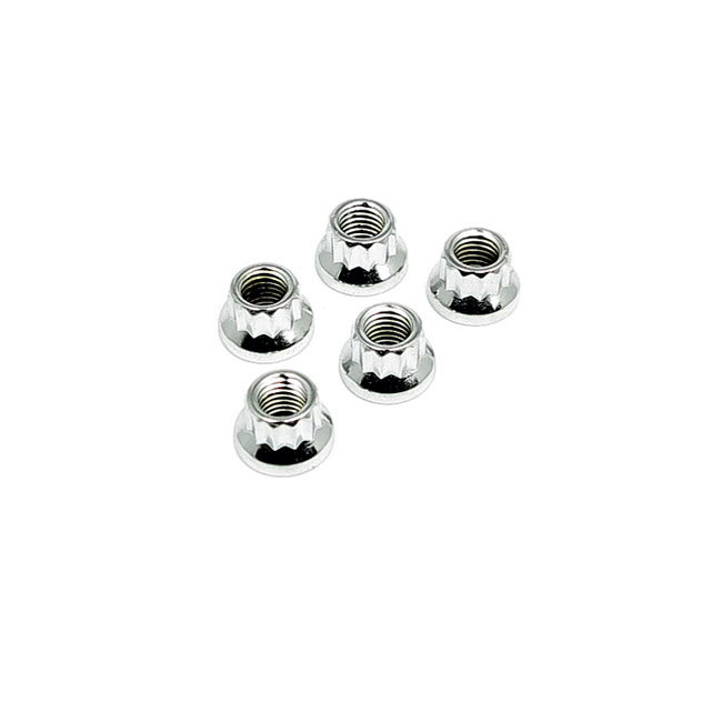 975656 - CHROME 12 POINT NUT, 1/4-28 - www.motorcyclestorehouse.com